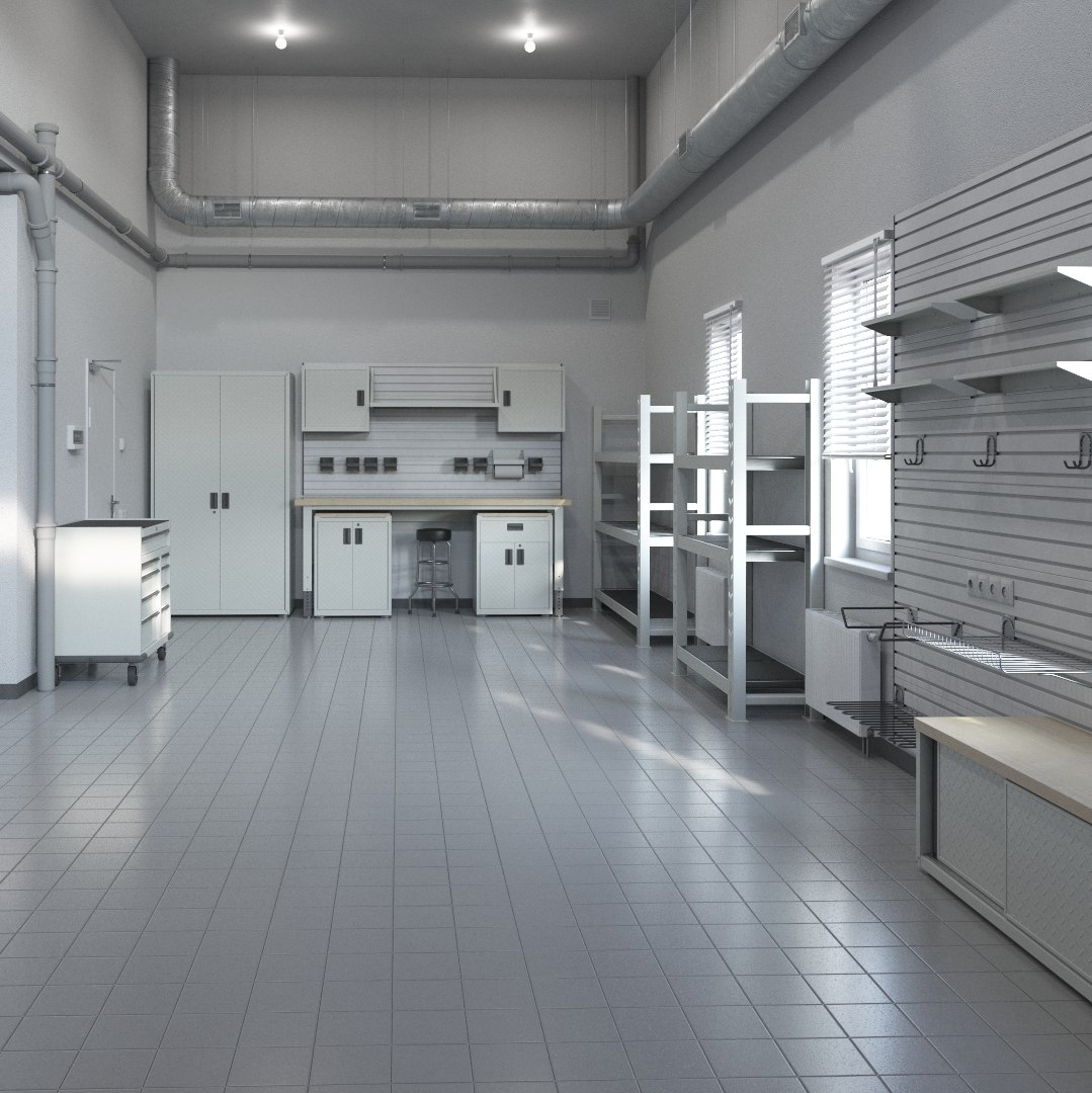 3D Big Home Garage Interior Vray Model - TurboSquid 2159036