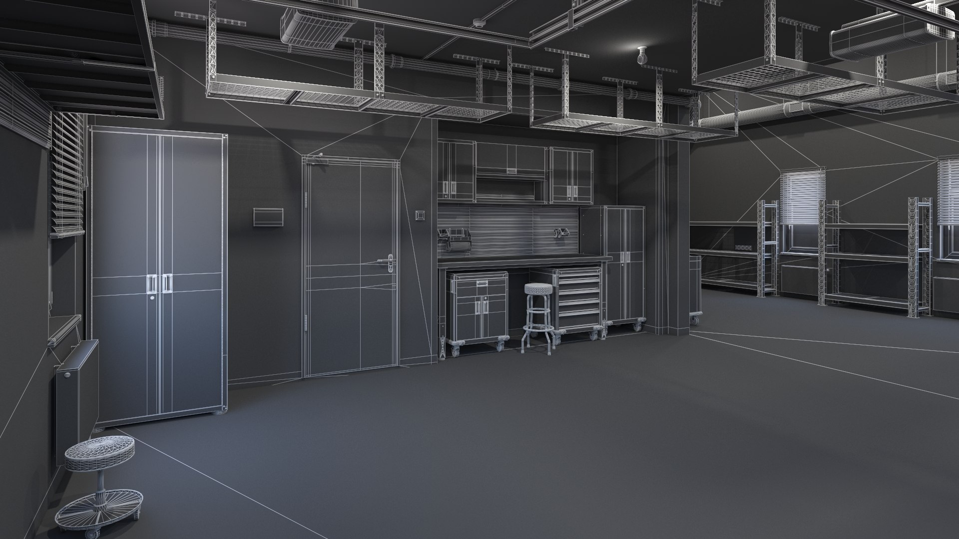 3D Big Home Garage Interior Vray Model - TurboSquid 2159036