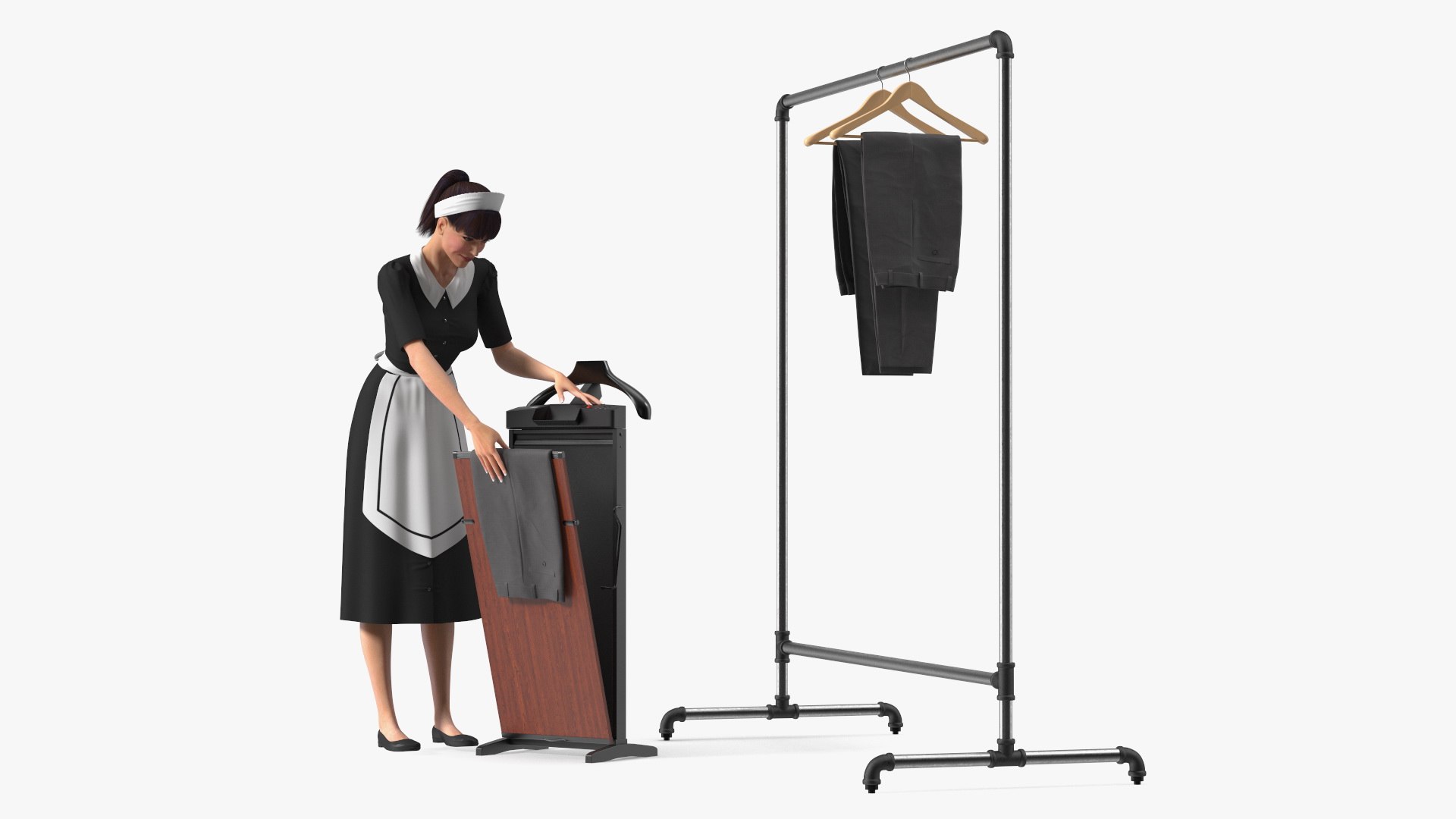 Housekeeper With Trouser Press And Clothes Rack 3D Model - TurboSquid ...