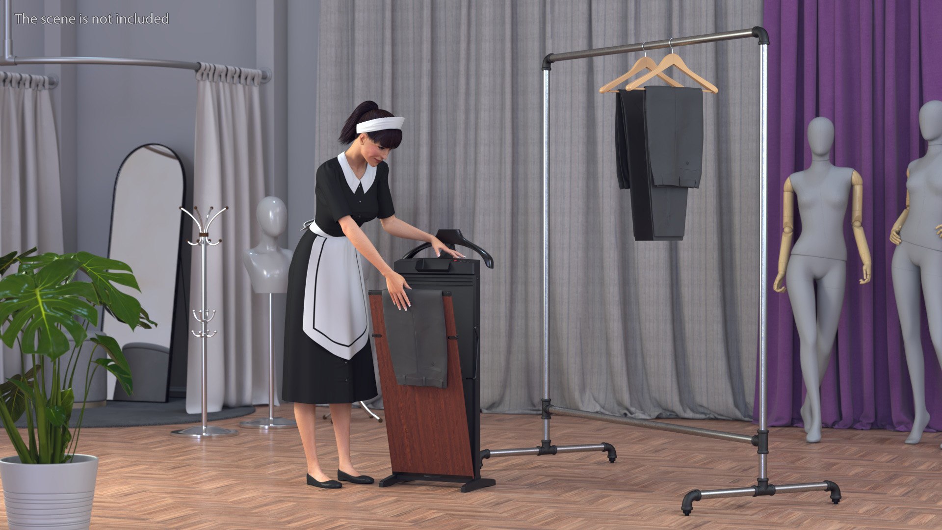 Housekeeper With Trouser Press And Clothes Rack 3D Model - TurboSquid ...