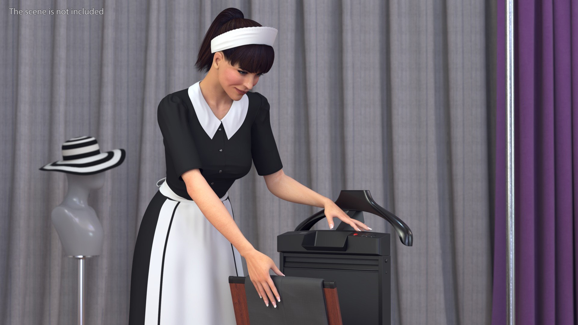 Housekeeper With Trouser Press And Clothes Rack 3D Model - TurboSquid ...