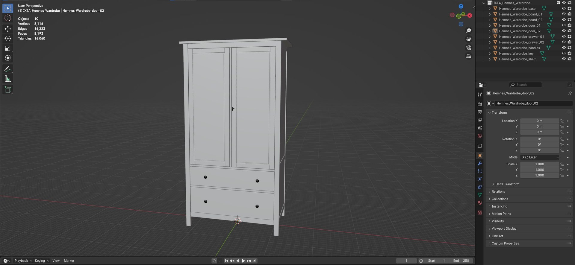 IKEA Hemnes Wardrobe 3D Model - TurboSquid 2280092