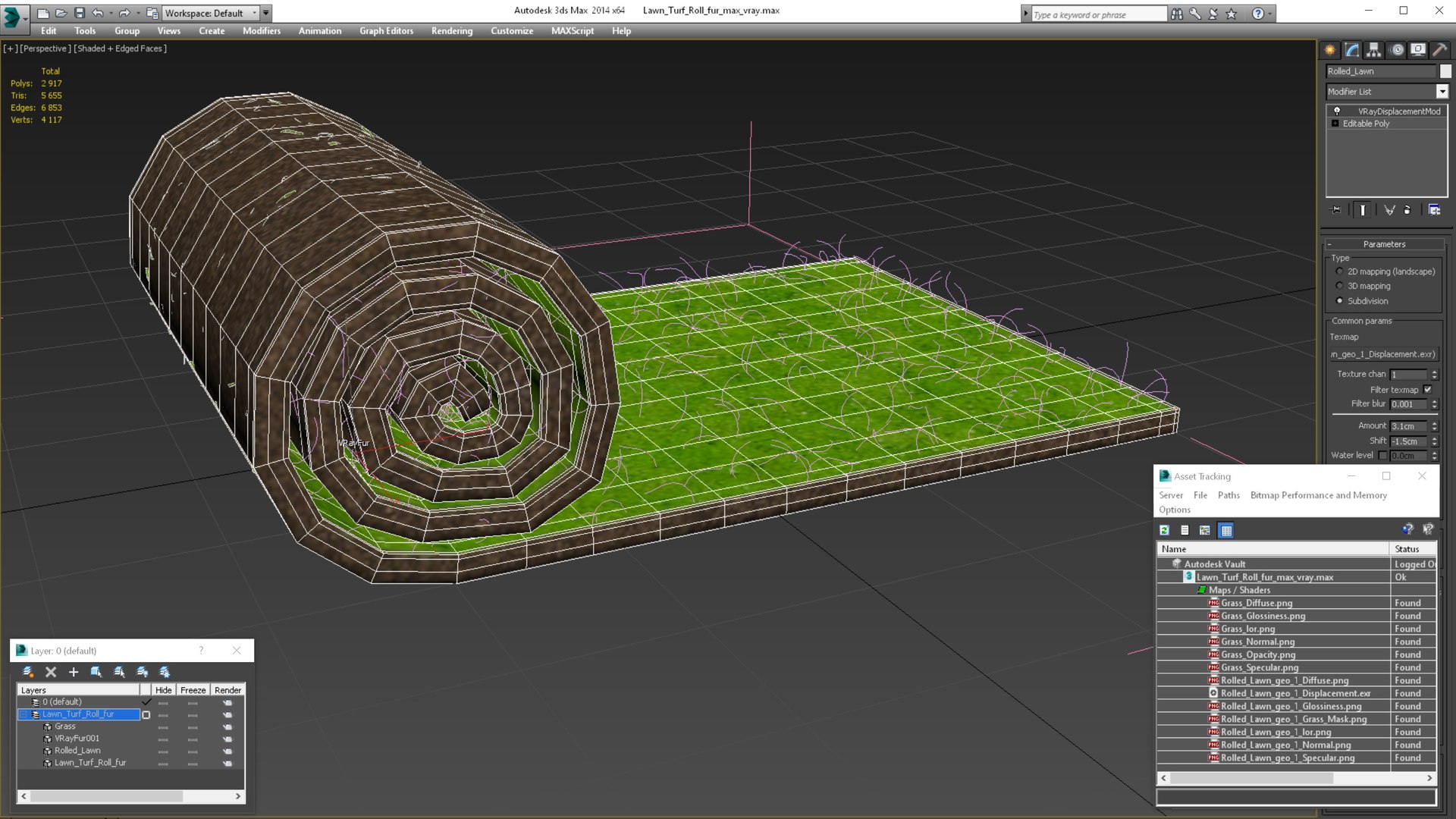 3D Lawn Turf Roll Fur model - TurboSquid 1882218