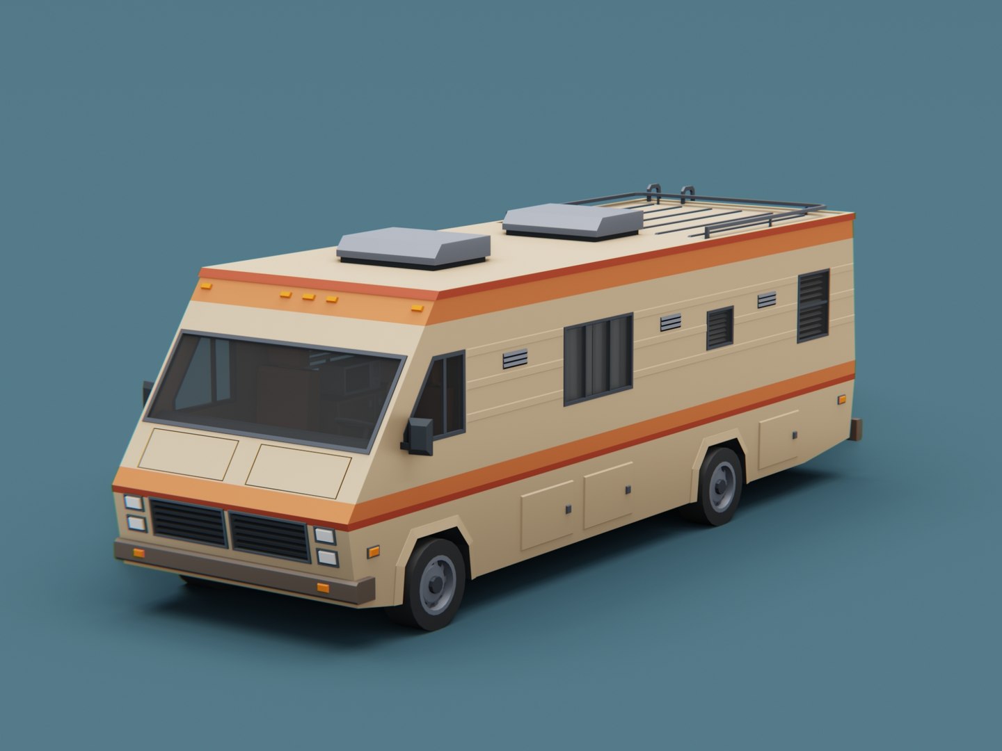 3D Model Motorhome Classic Stylized Low Poly - TurboSquid 2016909