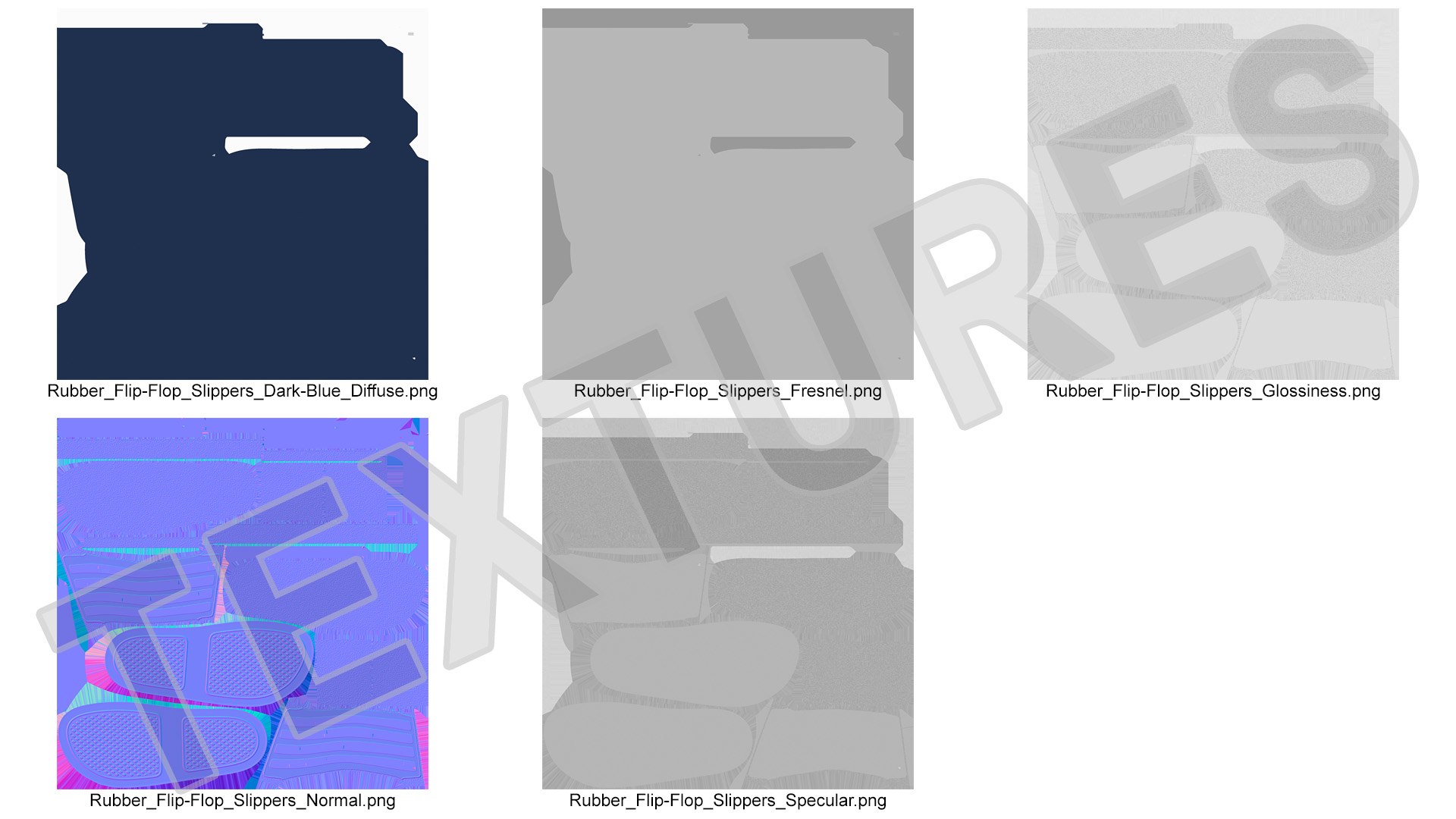 Dark Blue Rubber Flip-Flops Slippers 3D model - TurboSquid 1965722