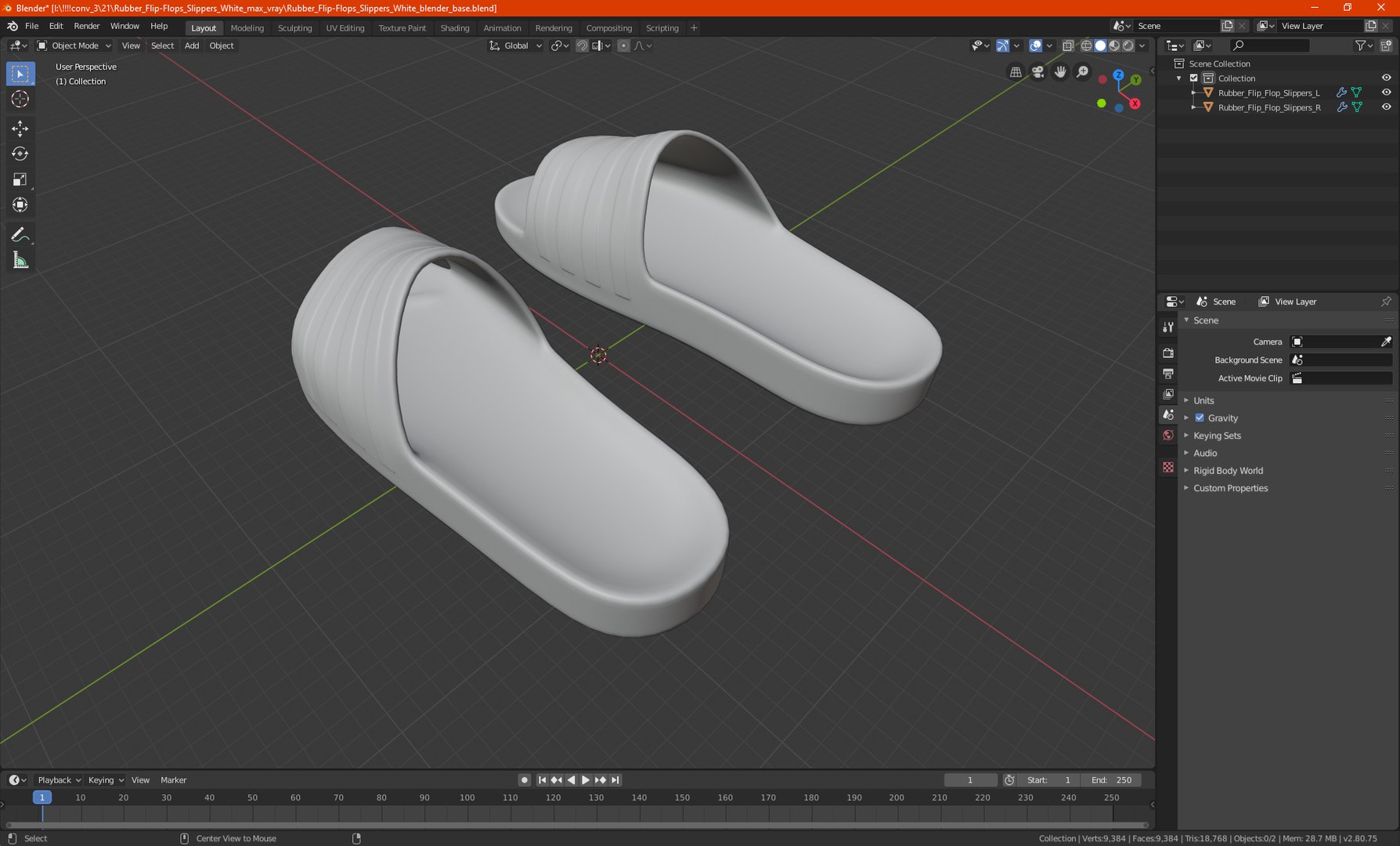 Dark Blue Rubber Flip-Flops Slippers 3D model - TurboSquid 1965722