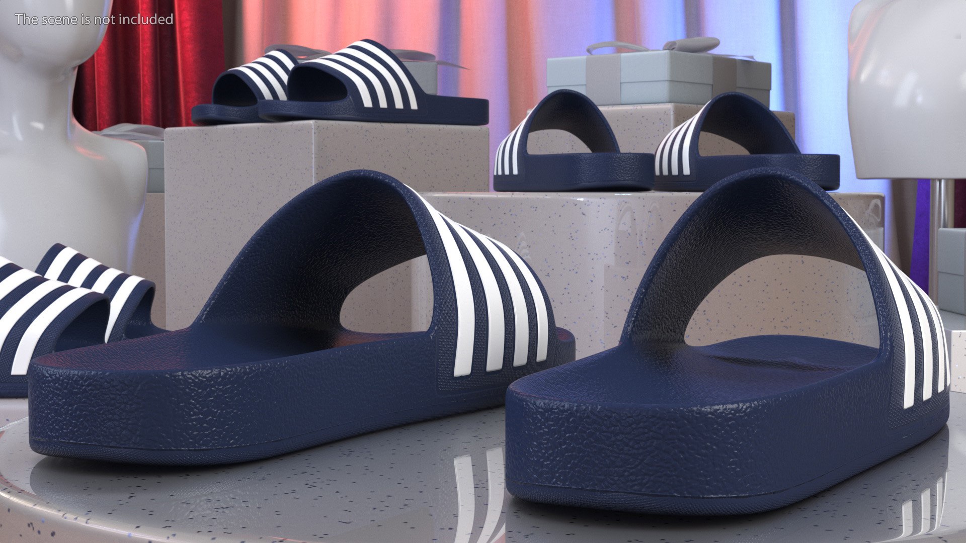 Dark Blue Rubber Flip-Flops Slippers 3D model - TurboSquid 1965722