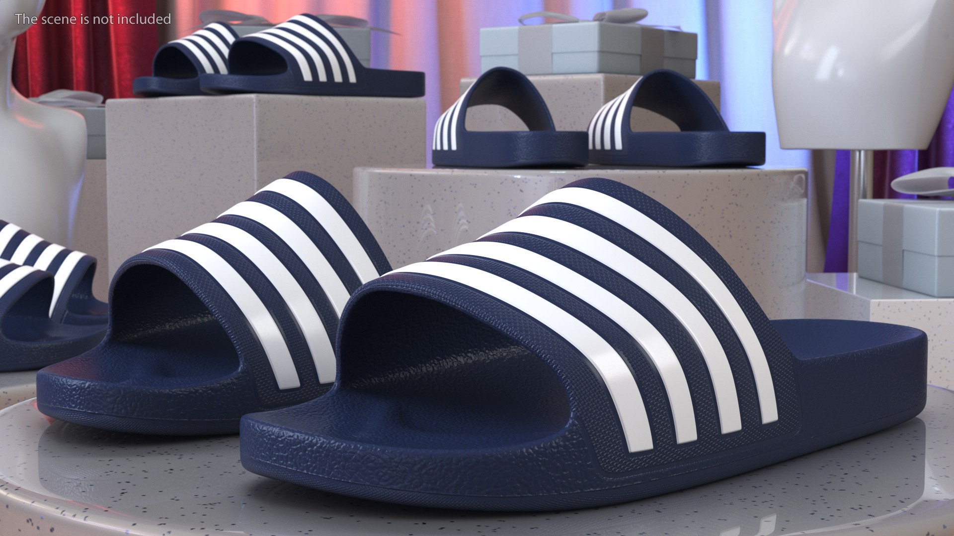 Dark Blue Rubber Flip-Flops Slippers 3D model - TurboSquid 1965722