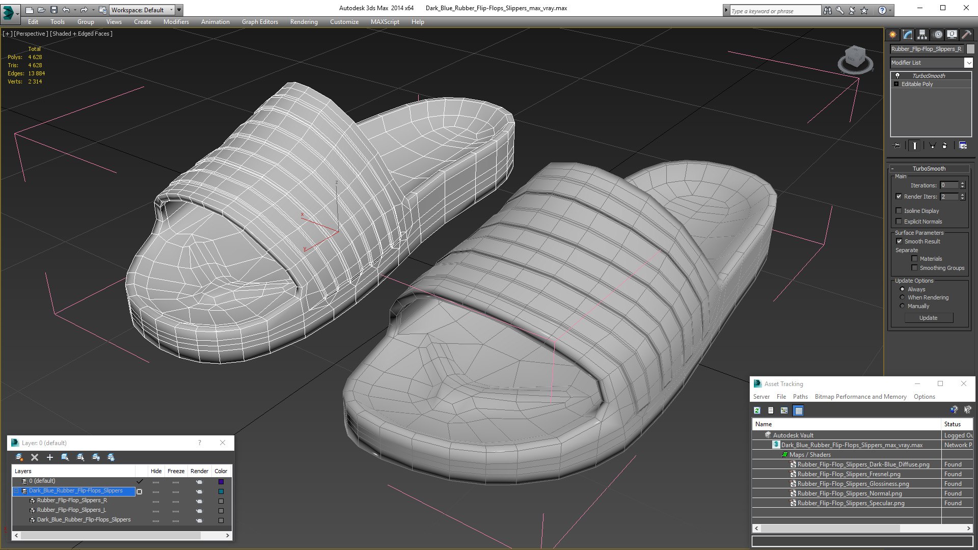 Dark Blue Rubber Flip-Flops Slippers 3D model - TurboSquid 1965722