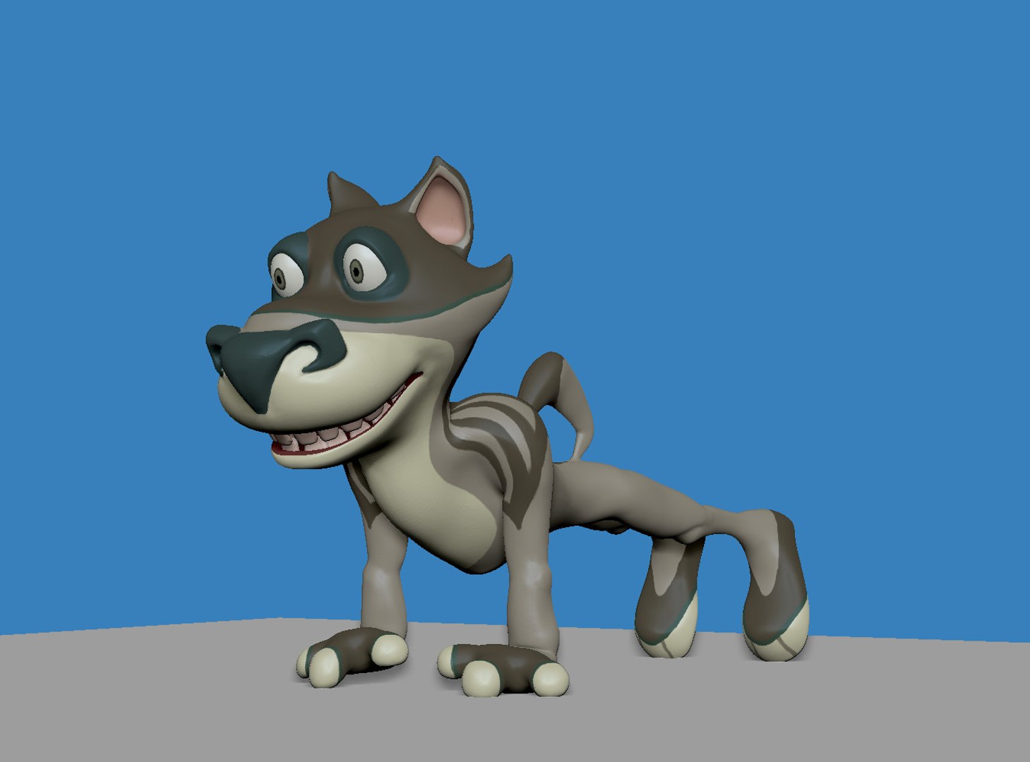 3d model of wolf cartoon