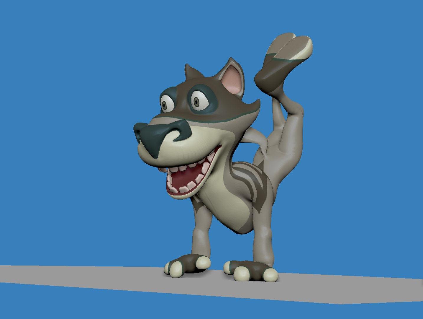 3d model of wolf cartoon