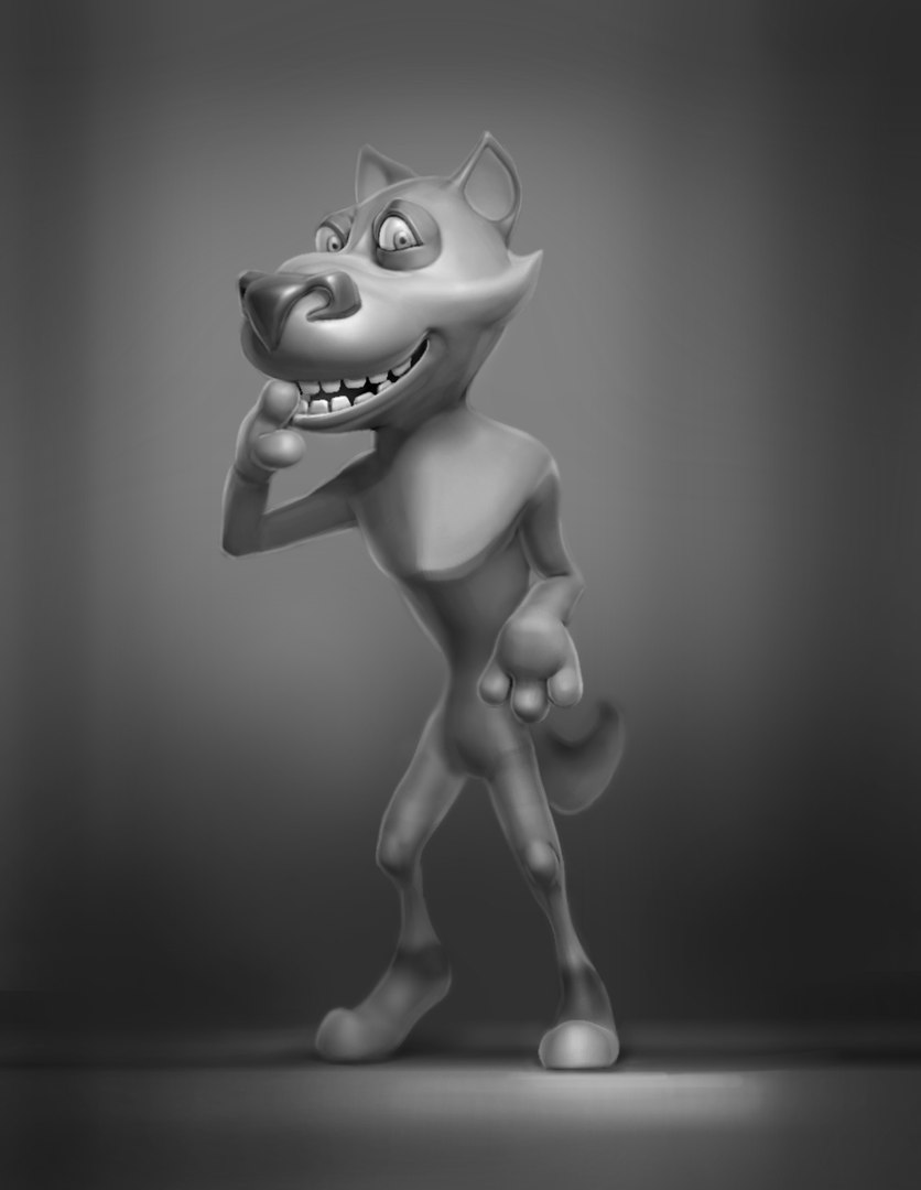 3d model of wolf cartoon