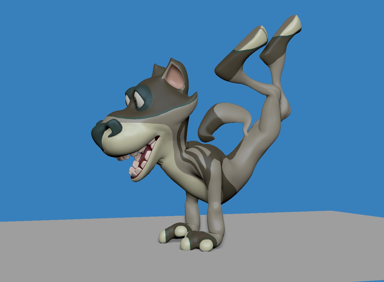 3d model of wolf cartoon
