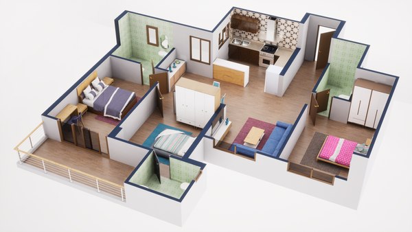3D model 3D Floor Plan Model 44 - TurboSquid 1972159