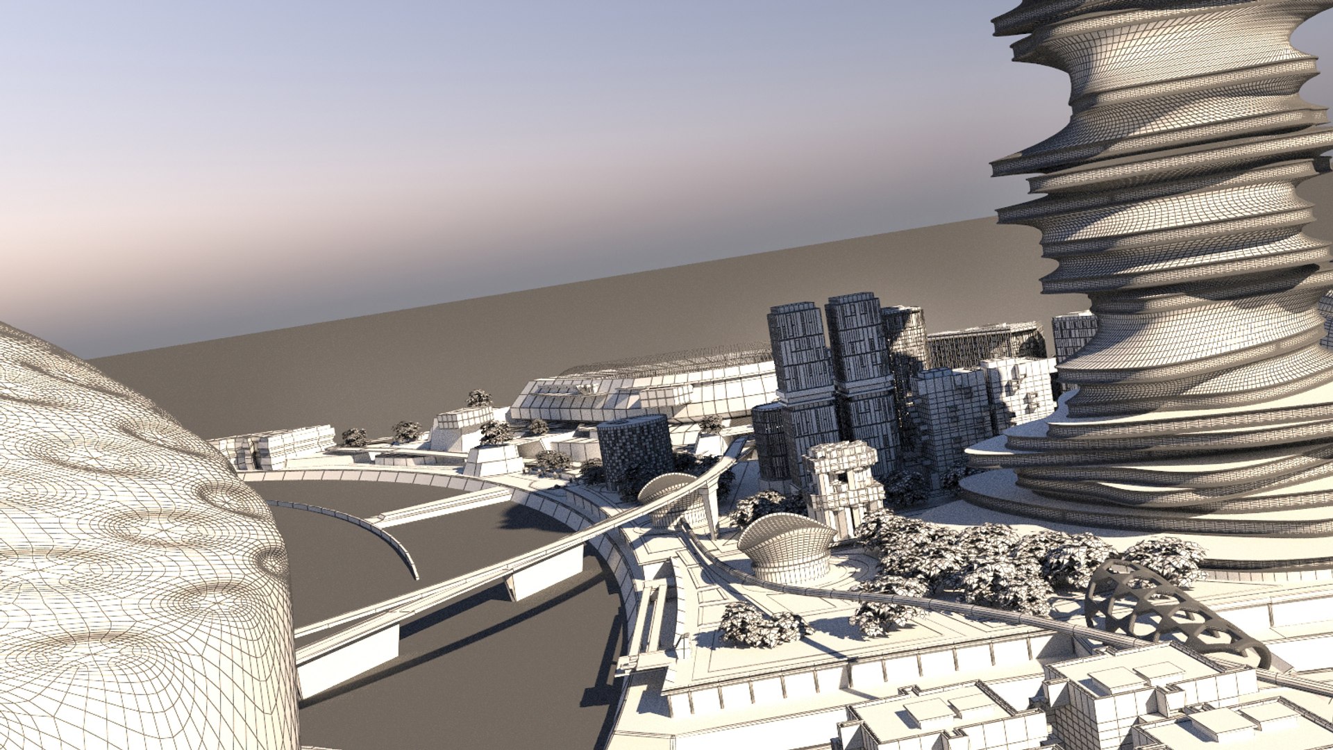 3d model buildings scene