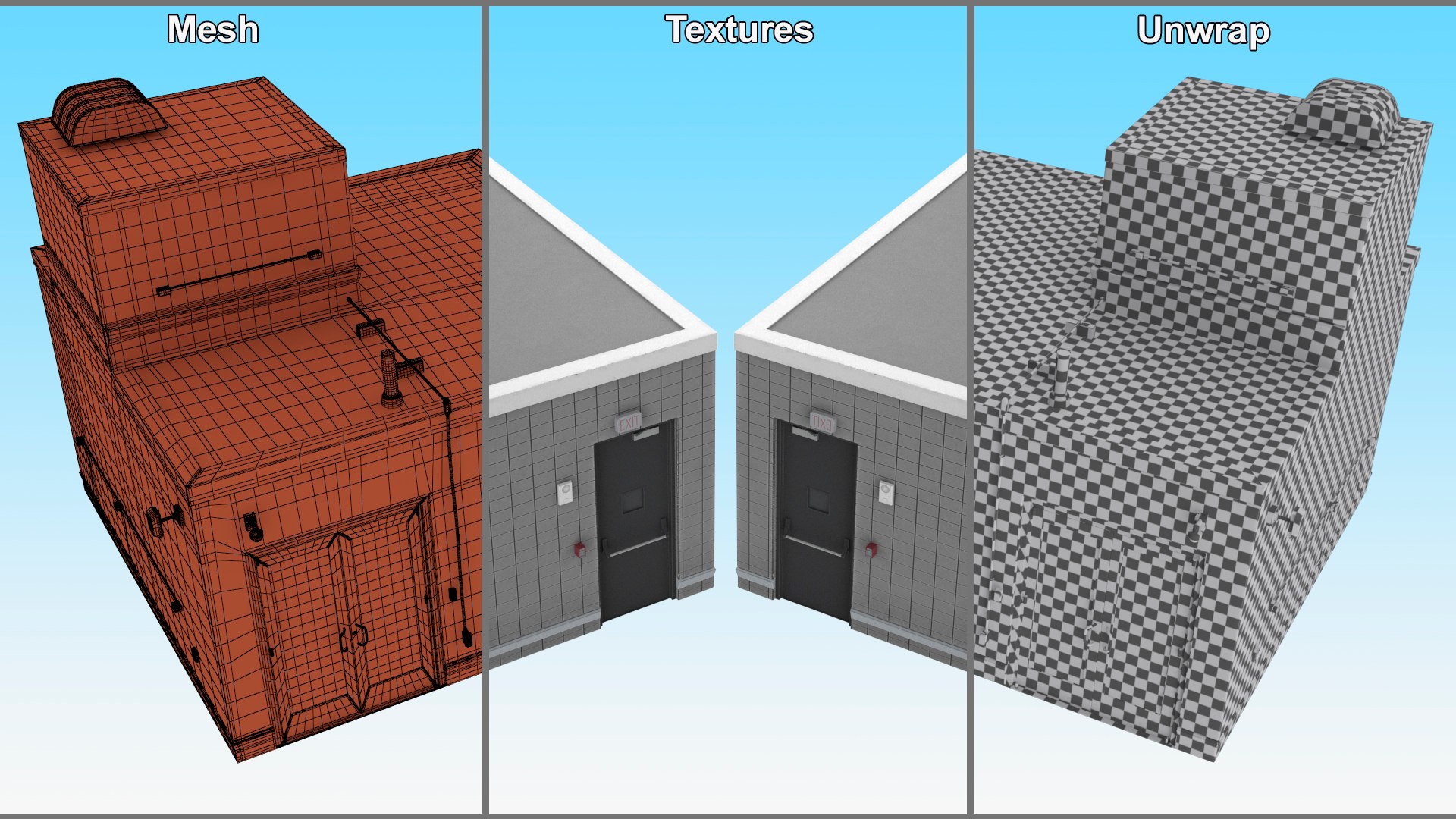 3D Building Rooftop Entrance - TurboSquid 2202003