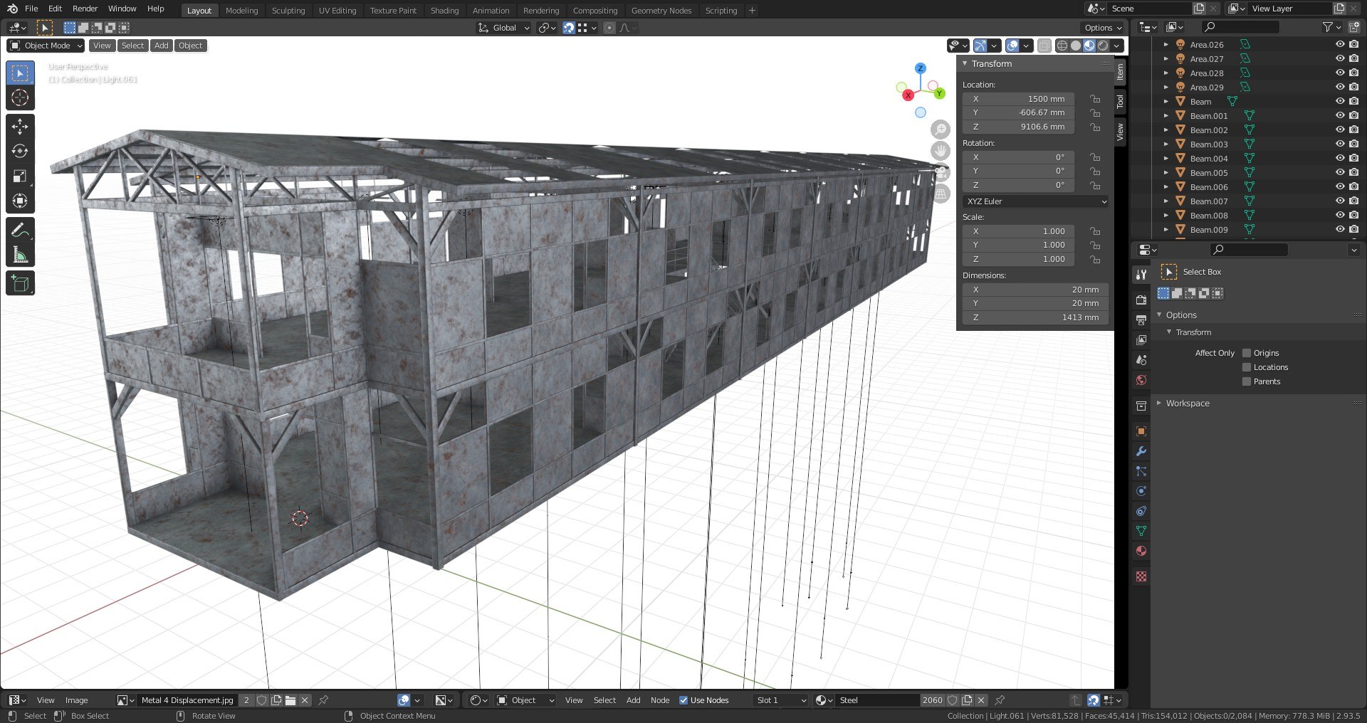 3D Model Rusty Metal Steel Construction Building - TurboSquid 1920261