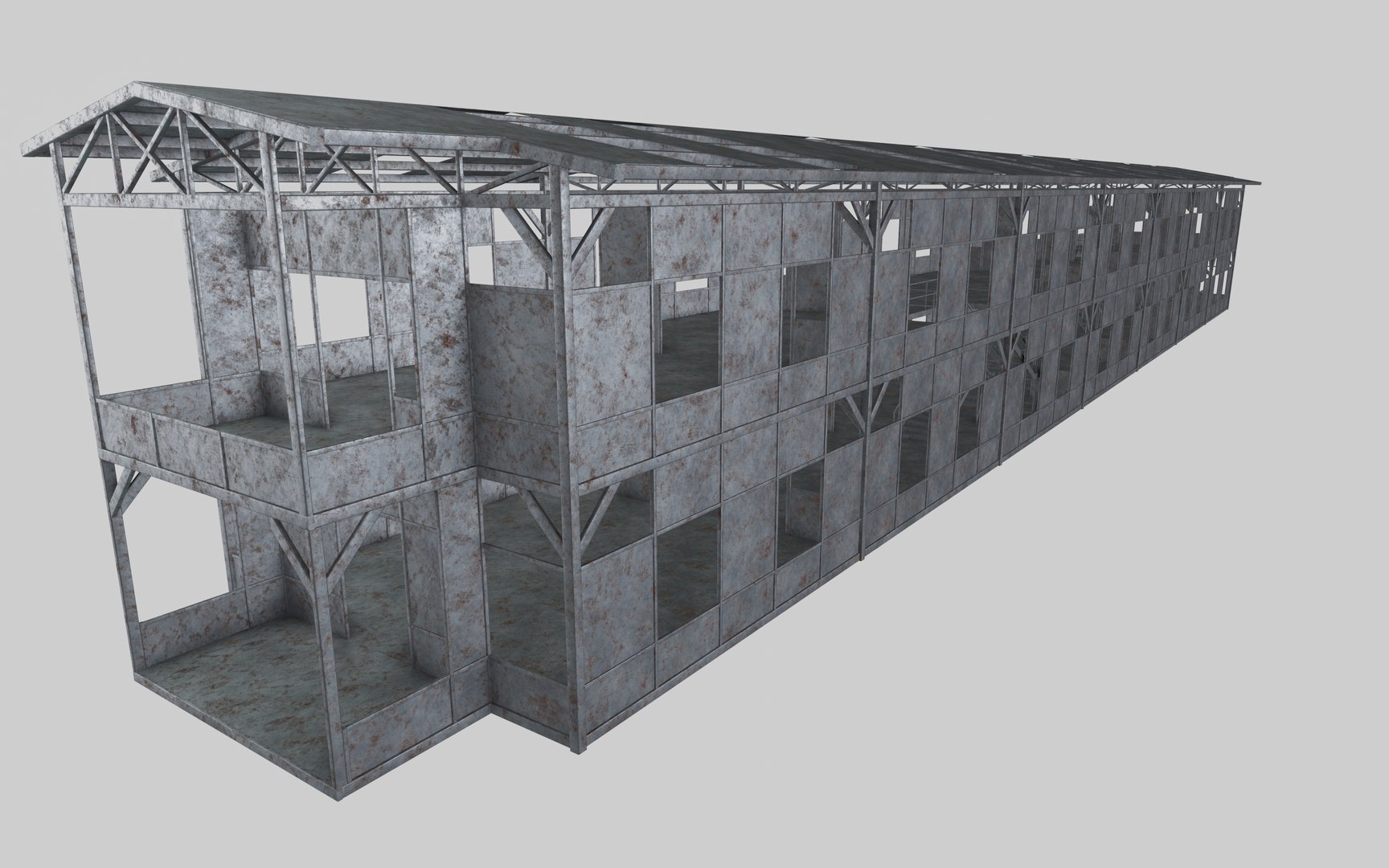 3D Model Rusty Metal Steel Construction Building - TurboSquid 1920261