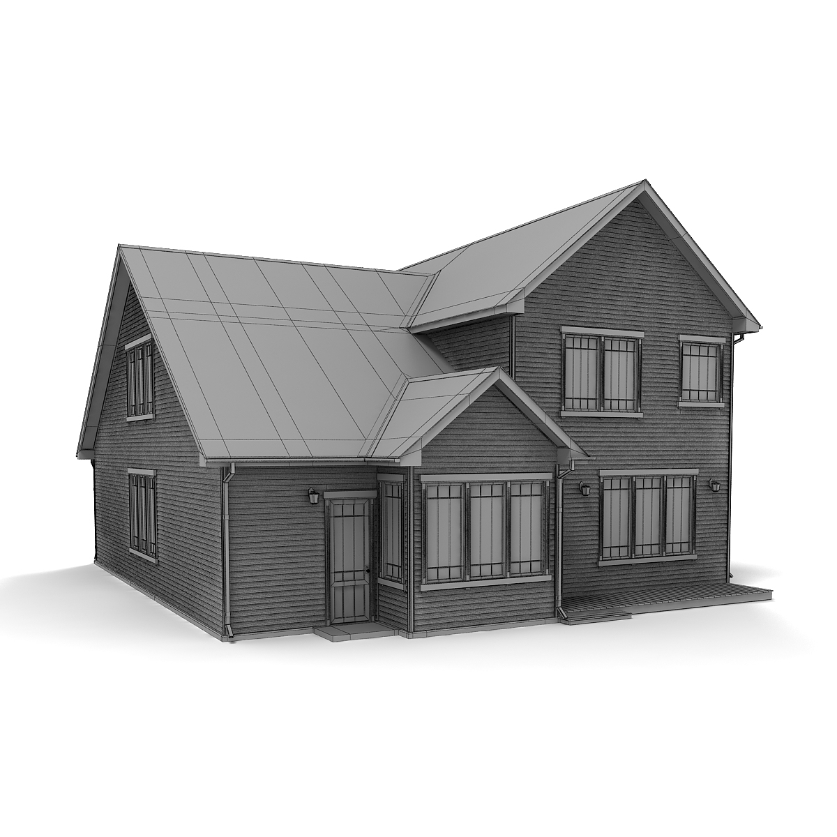 two-story cottage 3d model