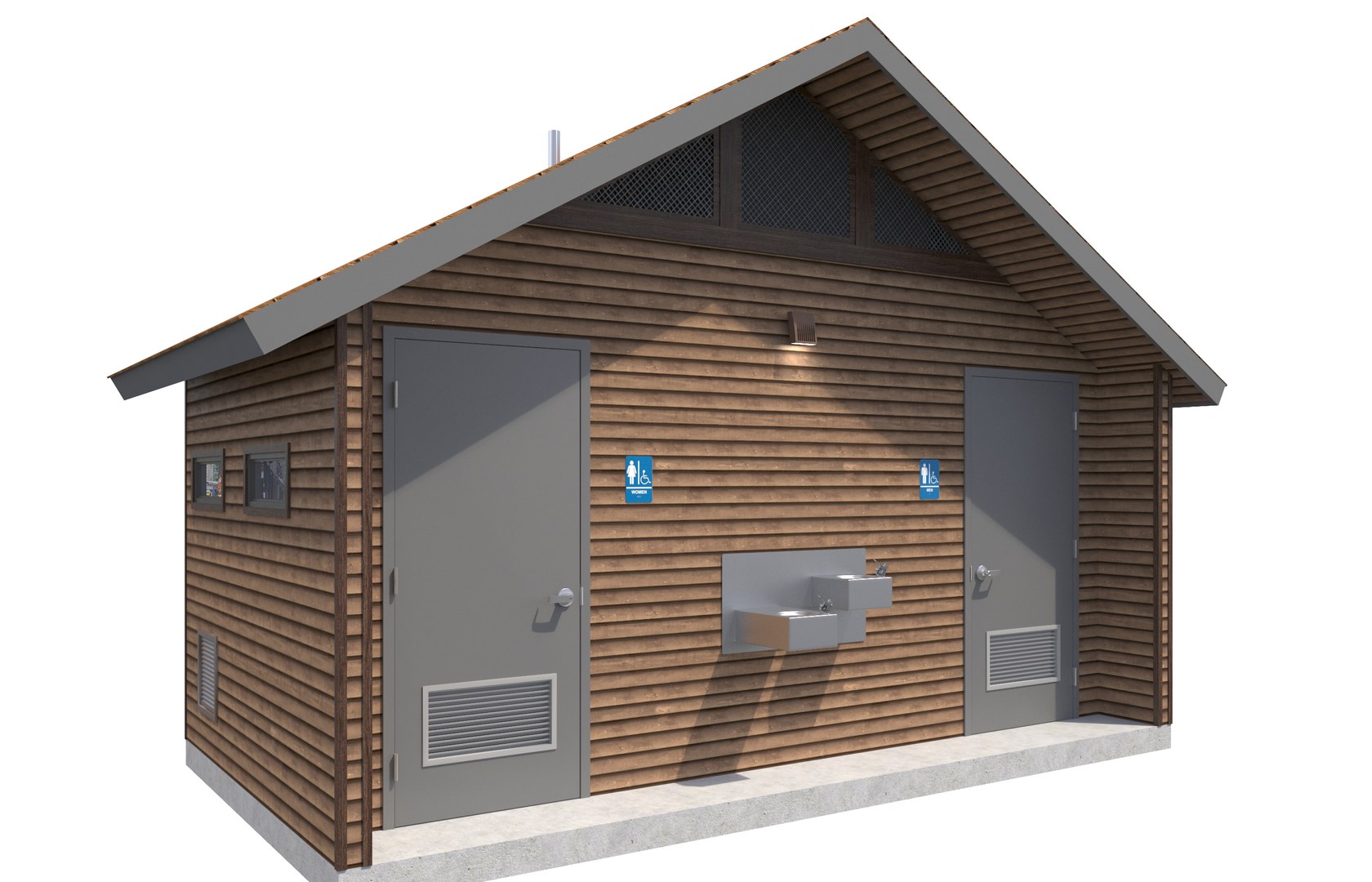 3D Model Public Restroom Building - TurboSquid 1291707