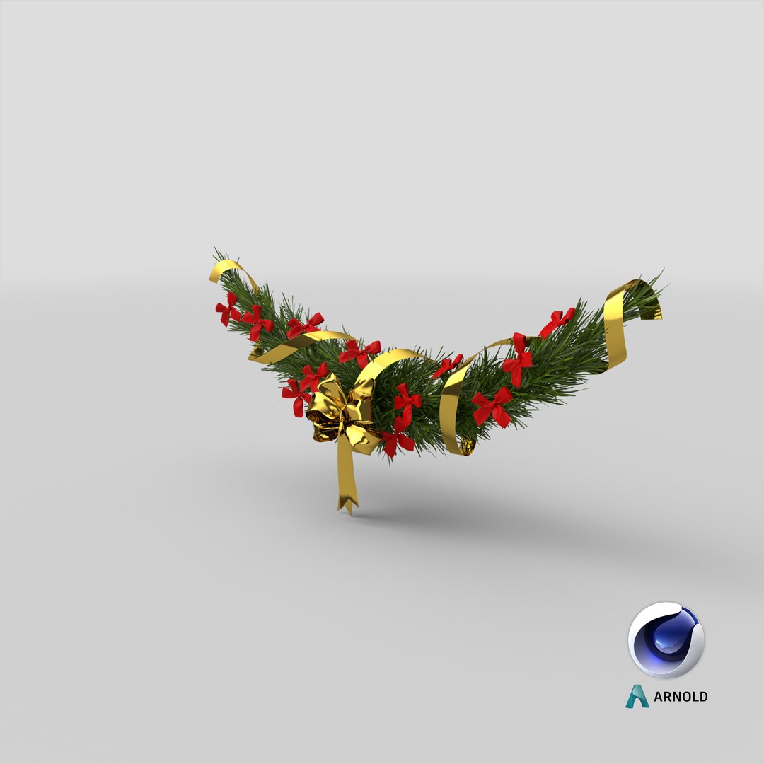 3D model Christmas Garland v 5 with Bows and Ribbon 2 - TurboSquid 1821826