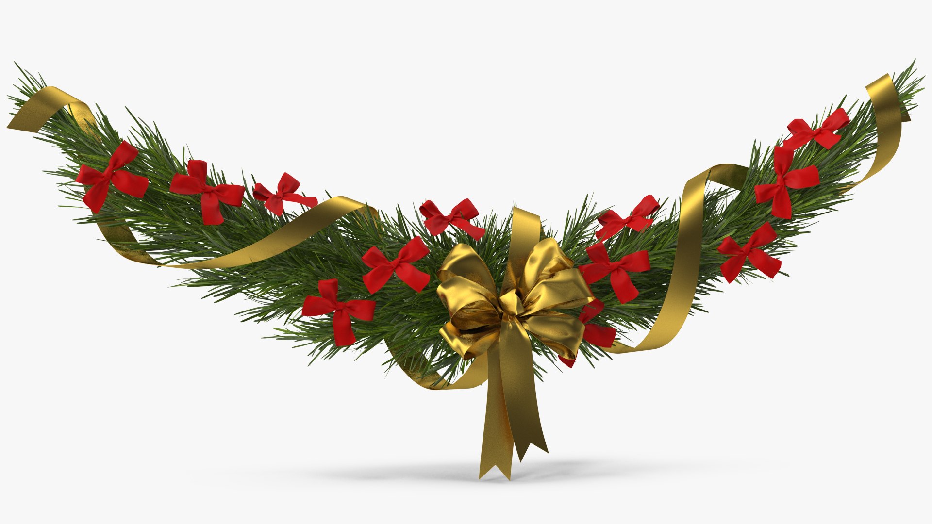 3D model Christmas Garland v 5 with Bows and Ribbon 2 - TurboSquid 1821826