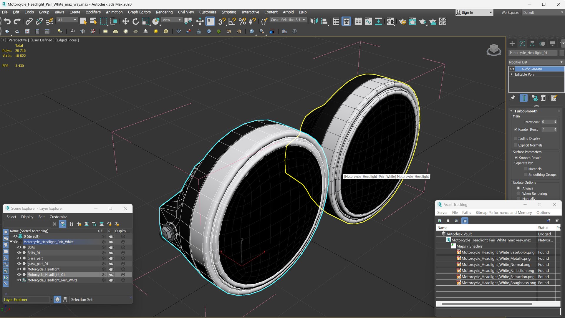 Motorcycle Headlight Pair White 3D Model - TurboSquid 2268606