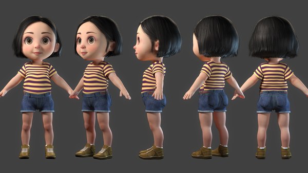 modelo 3d Chicas de dibujos animados con encuadernación - TurboSquid ...