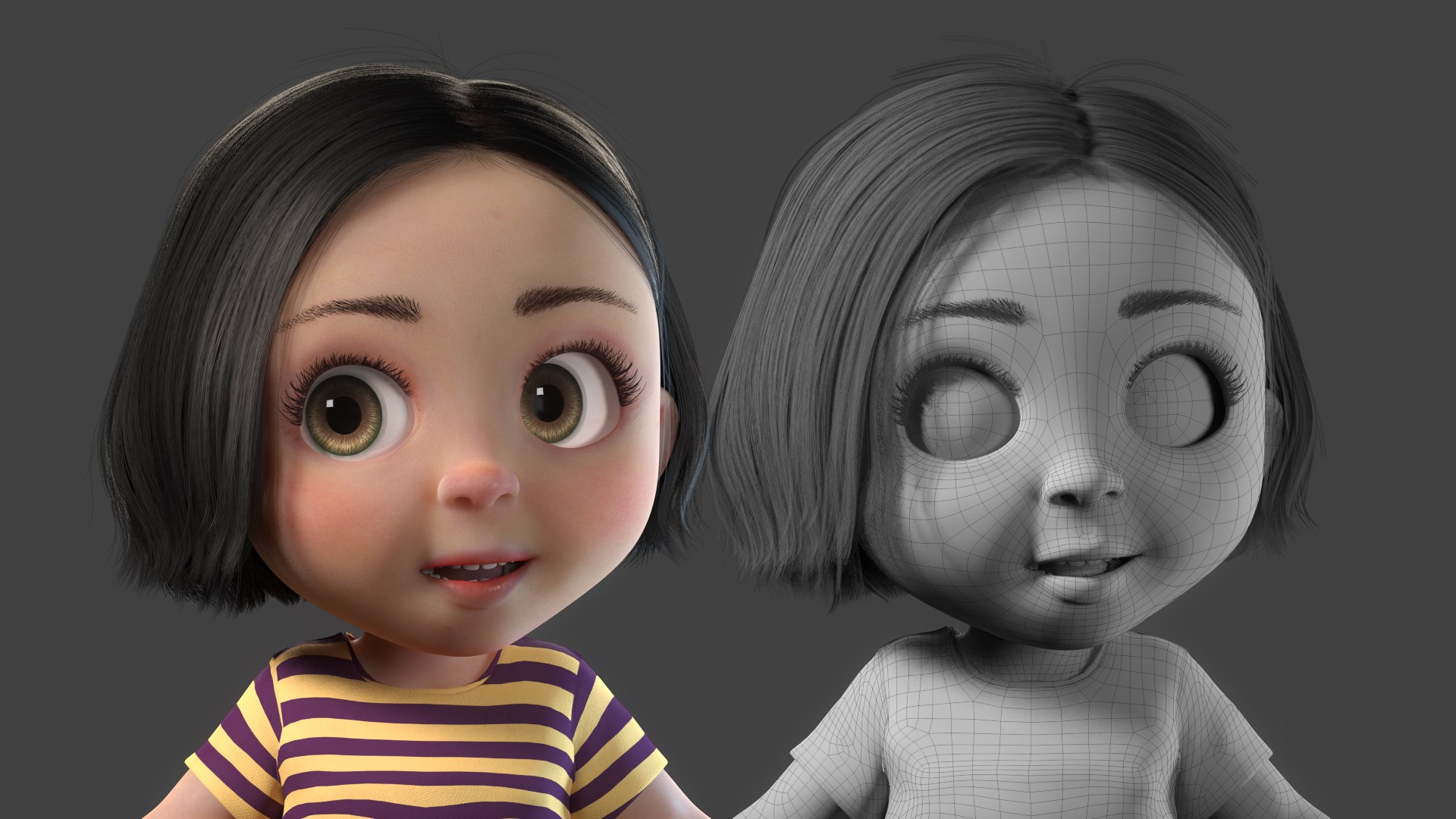 Cartoon girls with binding model - TurboSquid 1872733