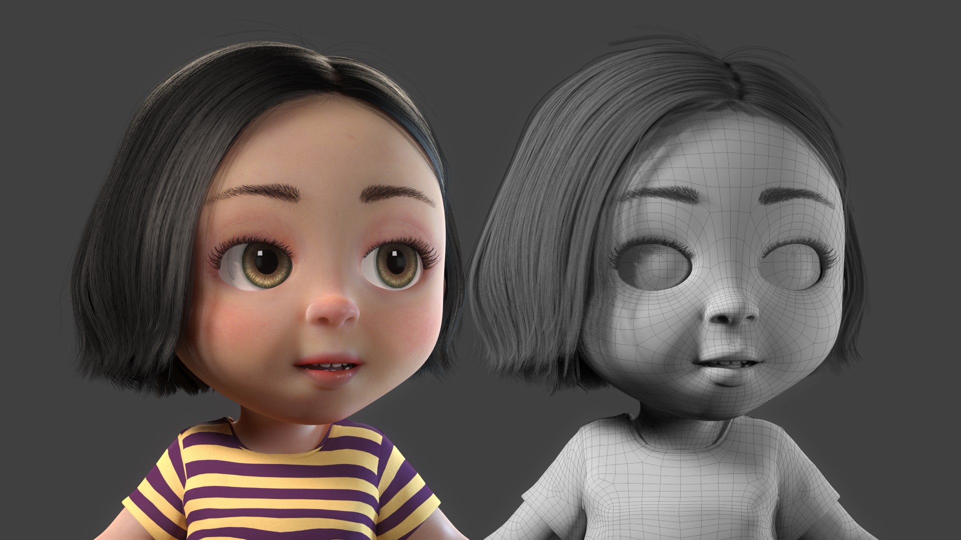 Cartoon girls with binding model - TurboSquid 1872733