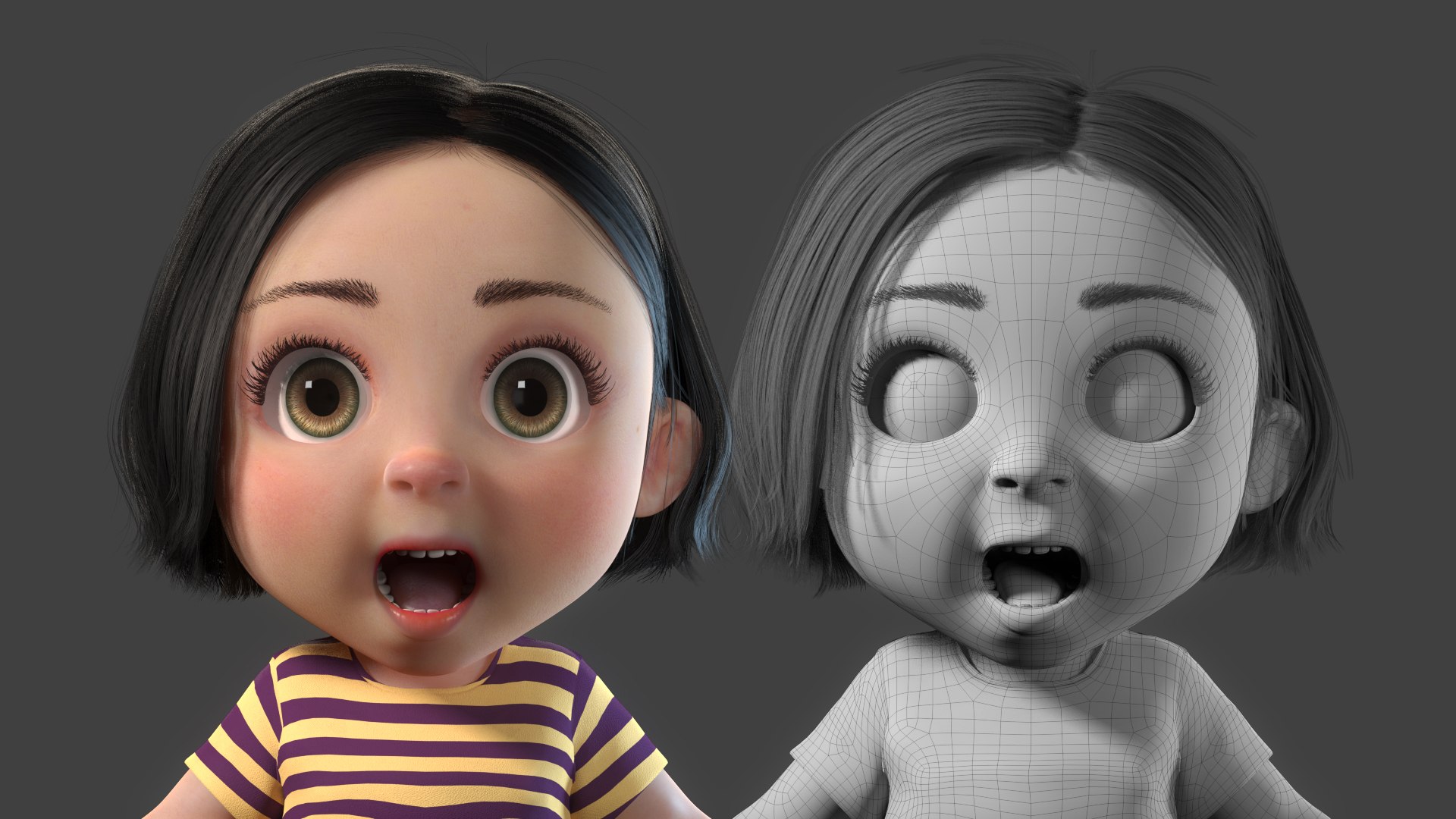 Cartoon girls with binding model - TurboSquid 1872733