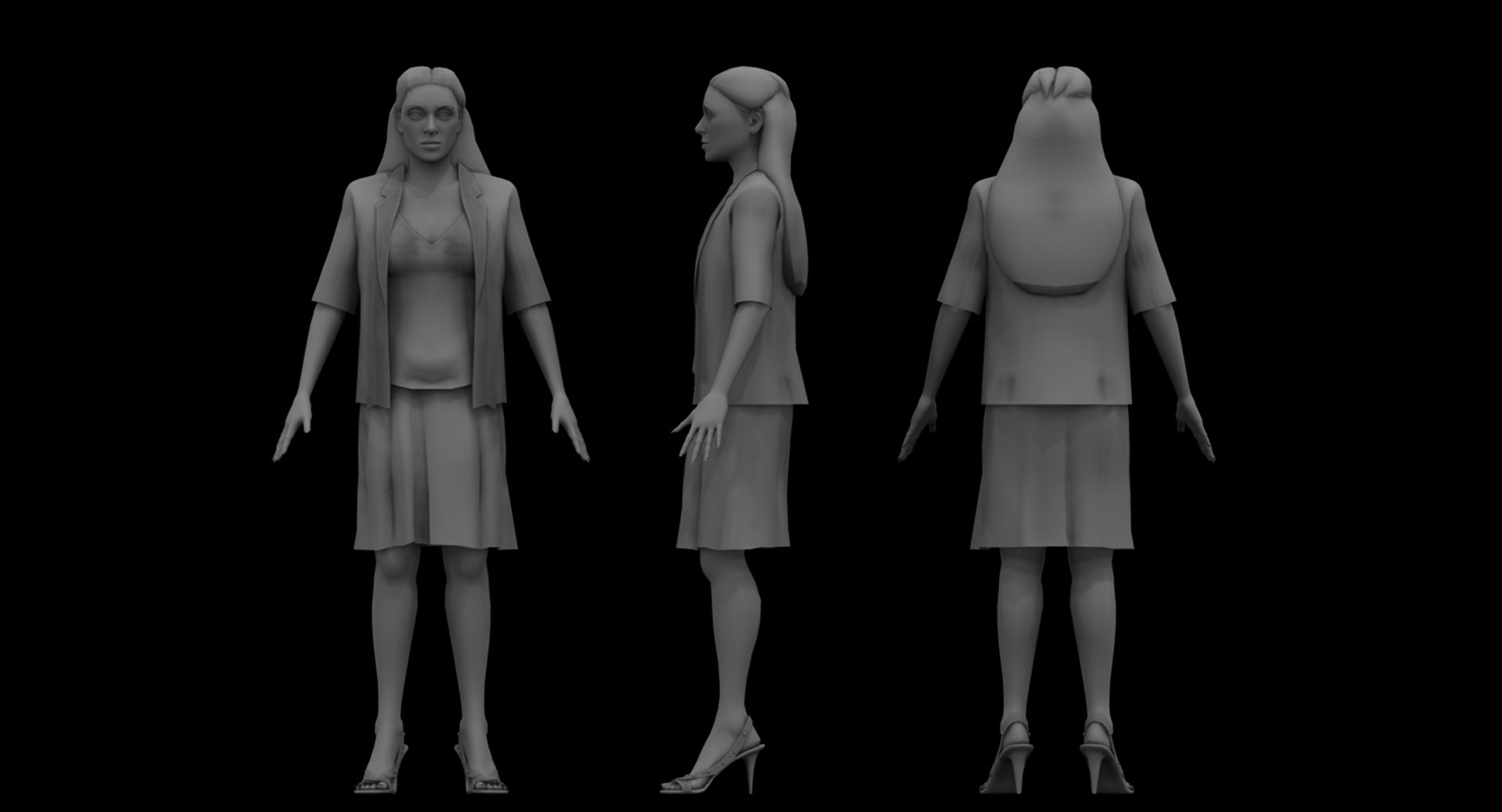 3D Coat Shot Girl Model - TurboSquid 1517933