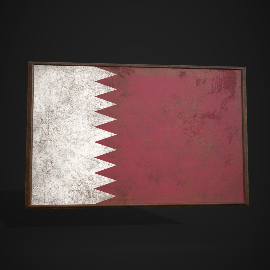 Old Picture Frame With Qatar Flag - Game Ready PBR Low-poly 3D Model 3D ...