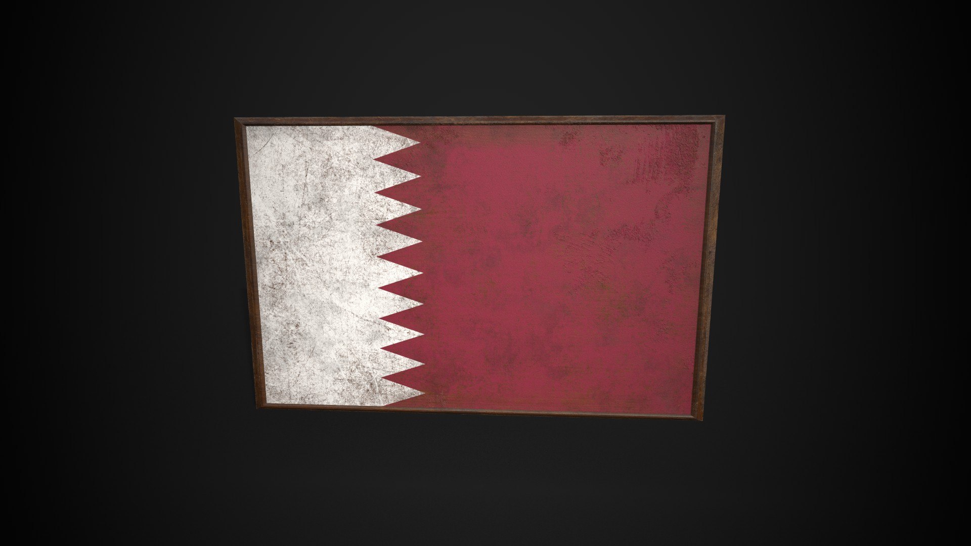 Old Picture Frame With Qatar Flag - Game Ready PBR Low-poly 3D Model 3D ...