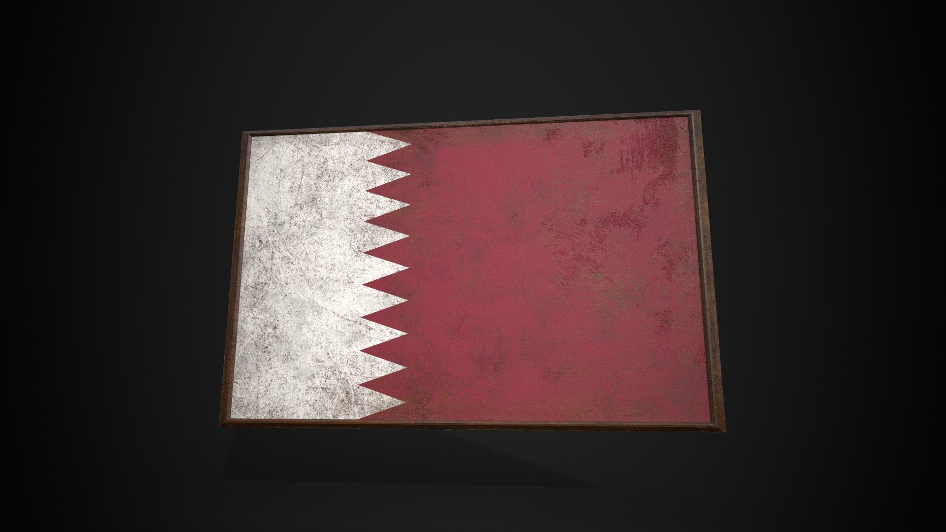 Old Picture Frame With Qatar Flag - Game Ready PBR Low-poly 3D Model 3D ...