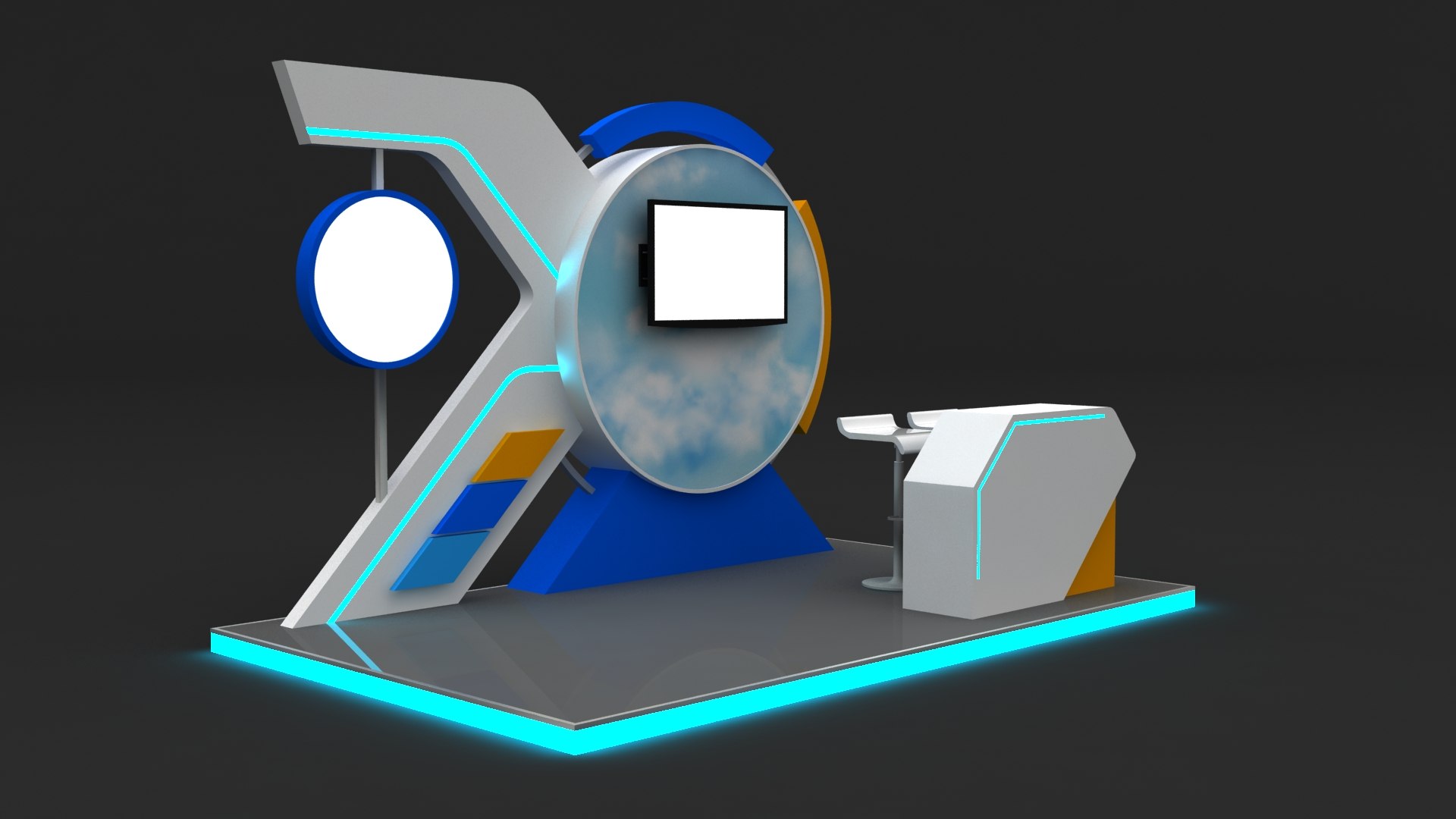 Stand Booth Digital Futuristic Technology 3D Model - TurboSquid 1943050