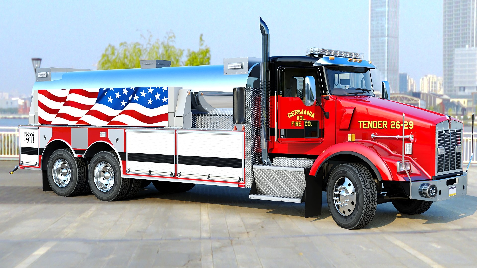 Kenworth T800 Fire tanker truck 3D model - TurboSquid 2034069