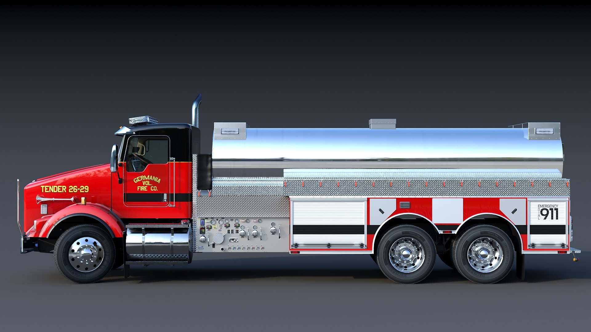 Kenworth T800 Fire tanker truck 3D model - TurboSquid 2034069