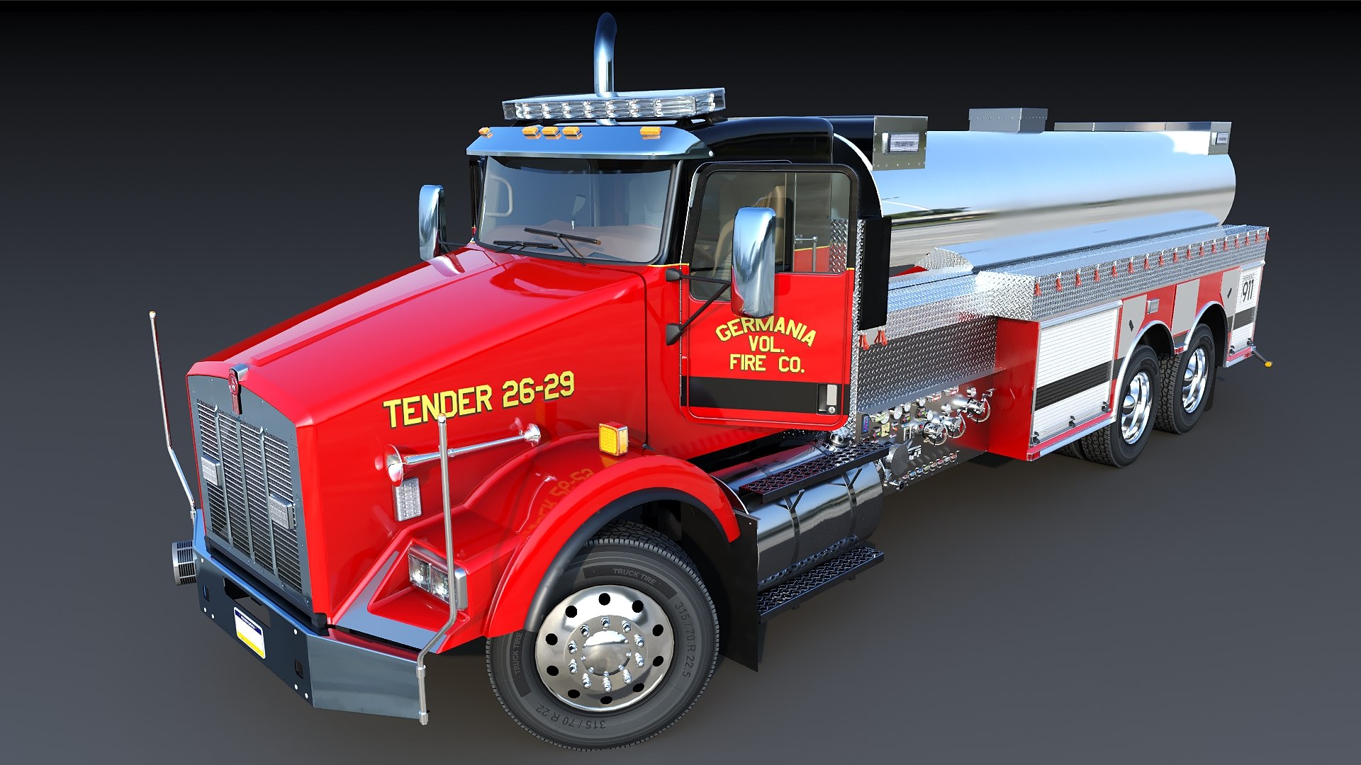 Kenworth T800 Fire tanker truck 3D model - TurboSquid 2034069
