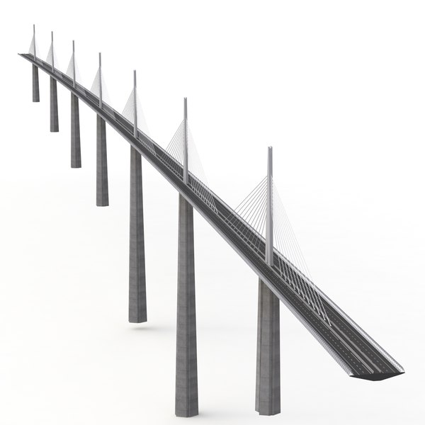 millau viaduct bridge france 3d model