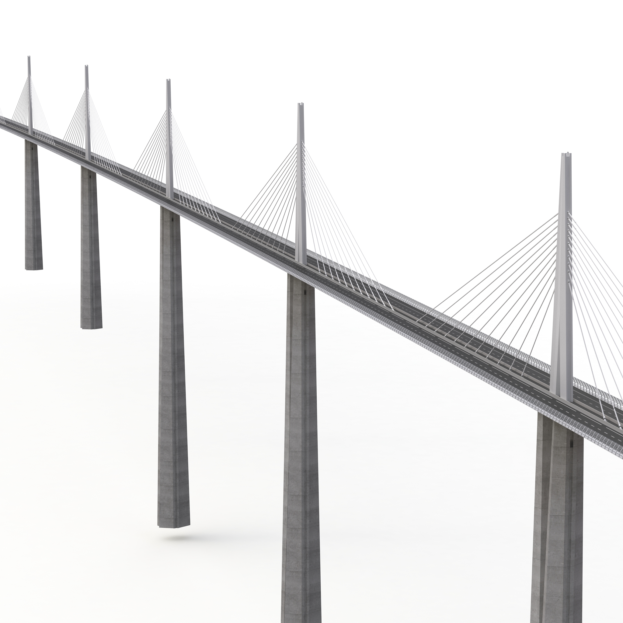 millau viaduct bridge france 3d model