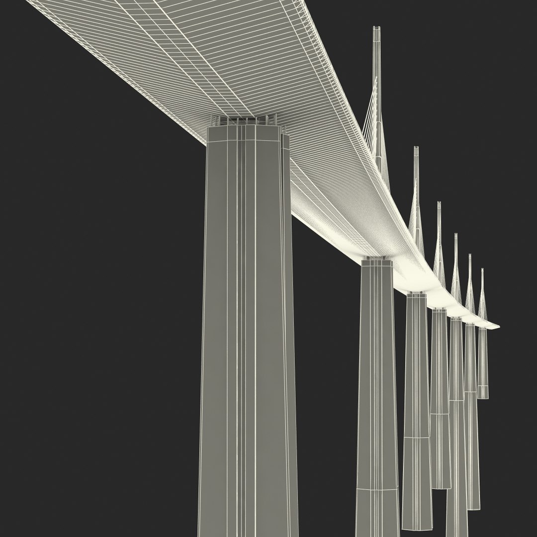 millau viaduct bridge france 3d model
