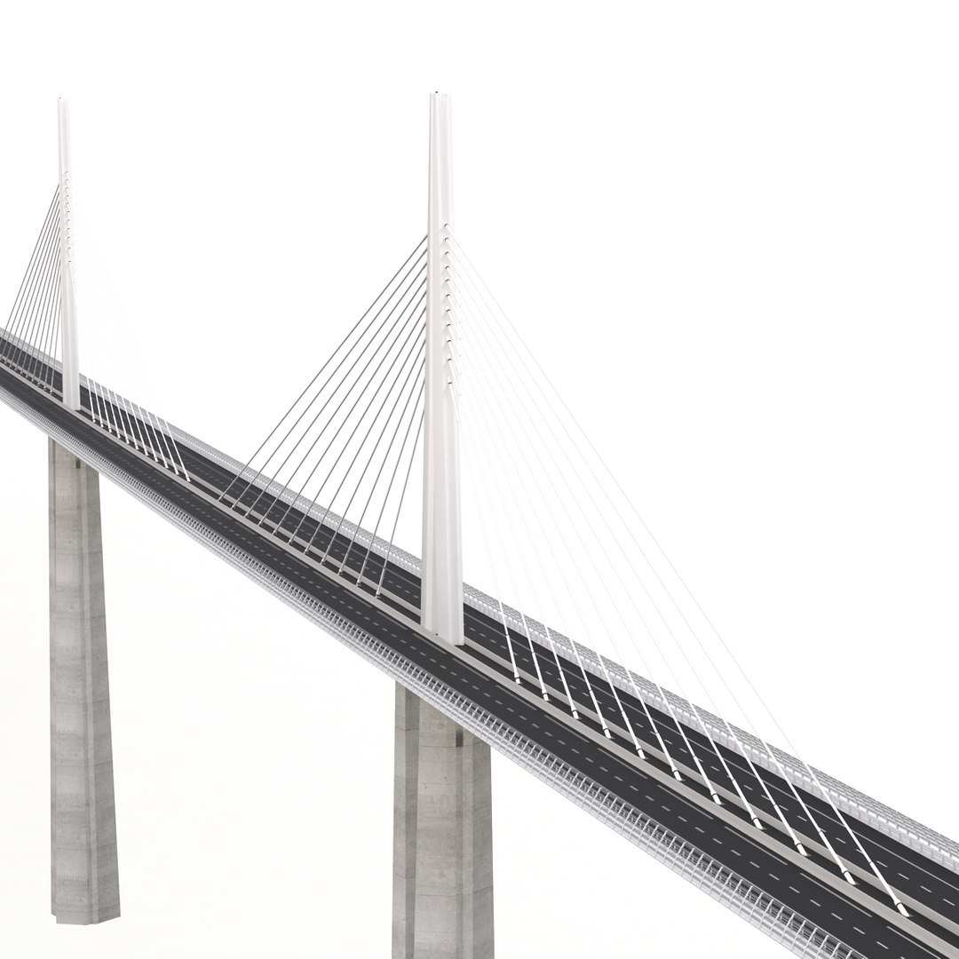 millau viaduct bridge france 3d model