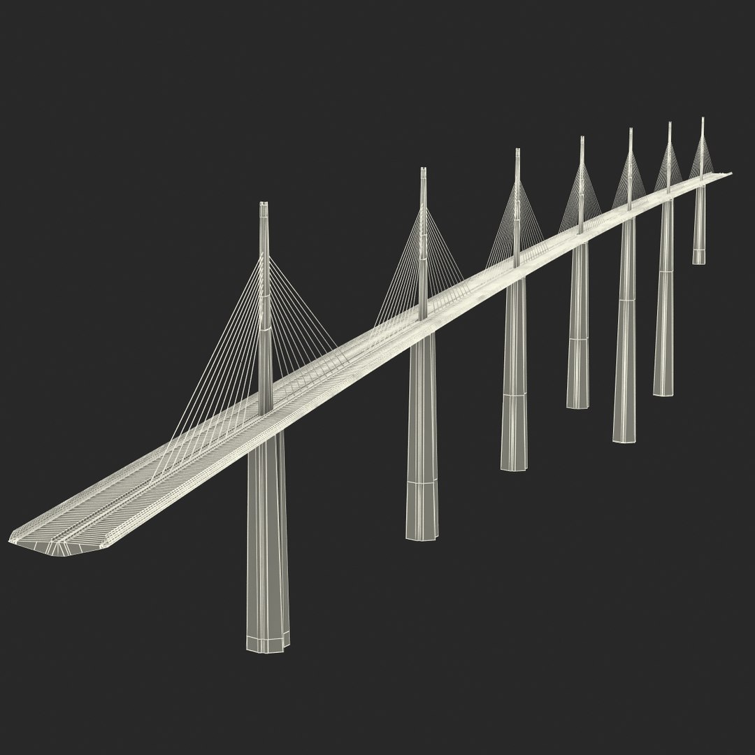 millau viaduct bridge france 3d model
