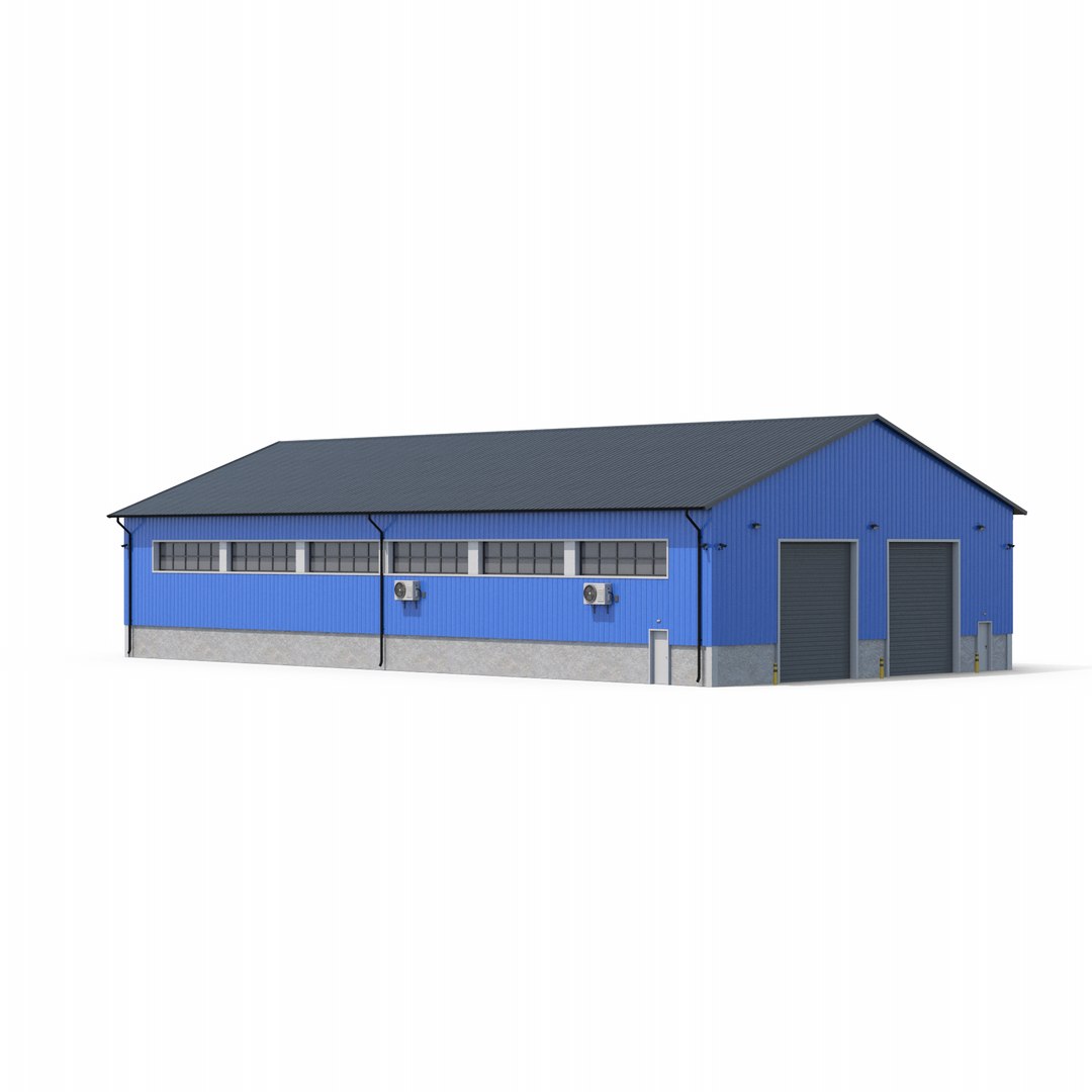 Blue Warehouse Building 3D Model - TurboSquid 2300815