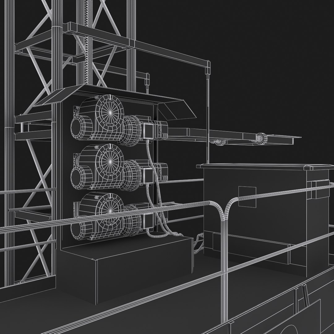 3d model rigged hoists materials