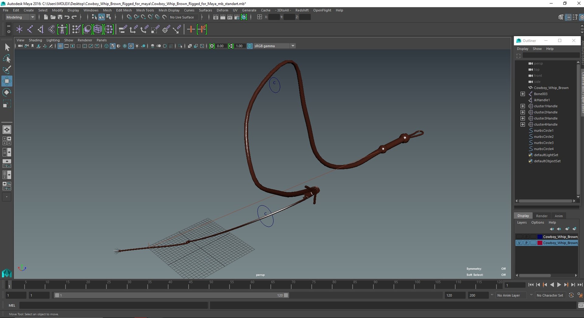3D Cowboy Whip Brown Rigged for Maya - TurboSquid 2111872