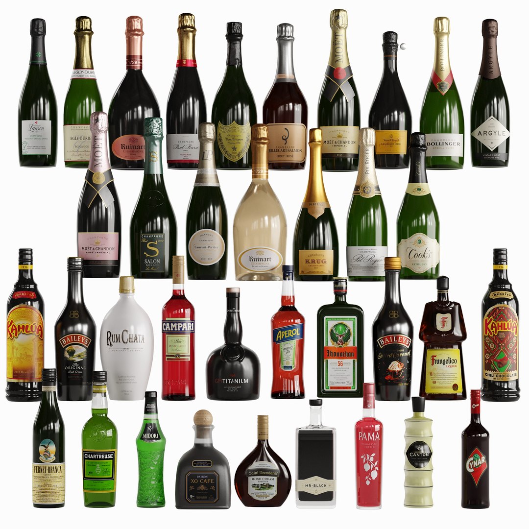 3D model Bottles Vol 5 36 Champagne And Liqueurs - TurboSquid 2038908