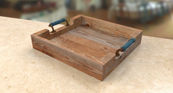 3D realistic wooden tray model - TurboSquid 1390361