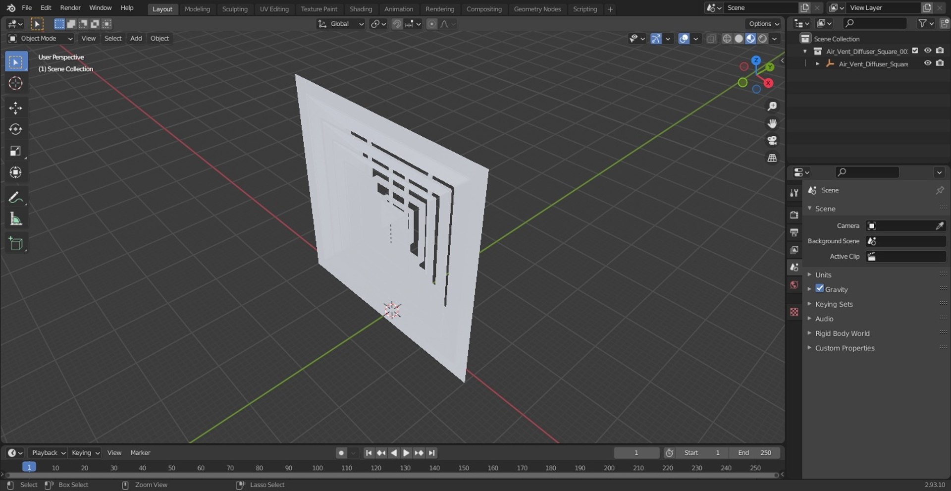 3D Air Vent Diffuser Square - TurboSquid 1962215